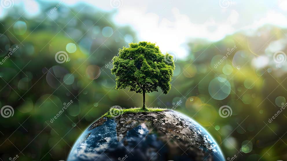 Green Tree Growing on Earth Illustration Stock Illustration ...