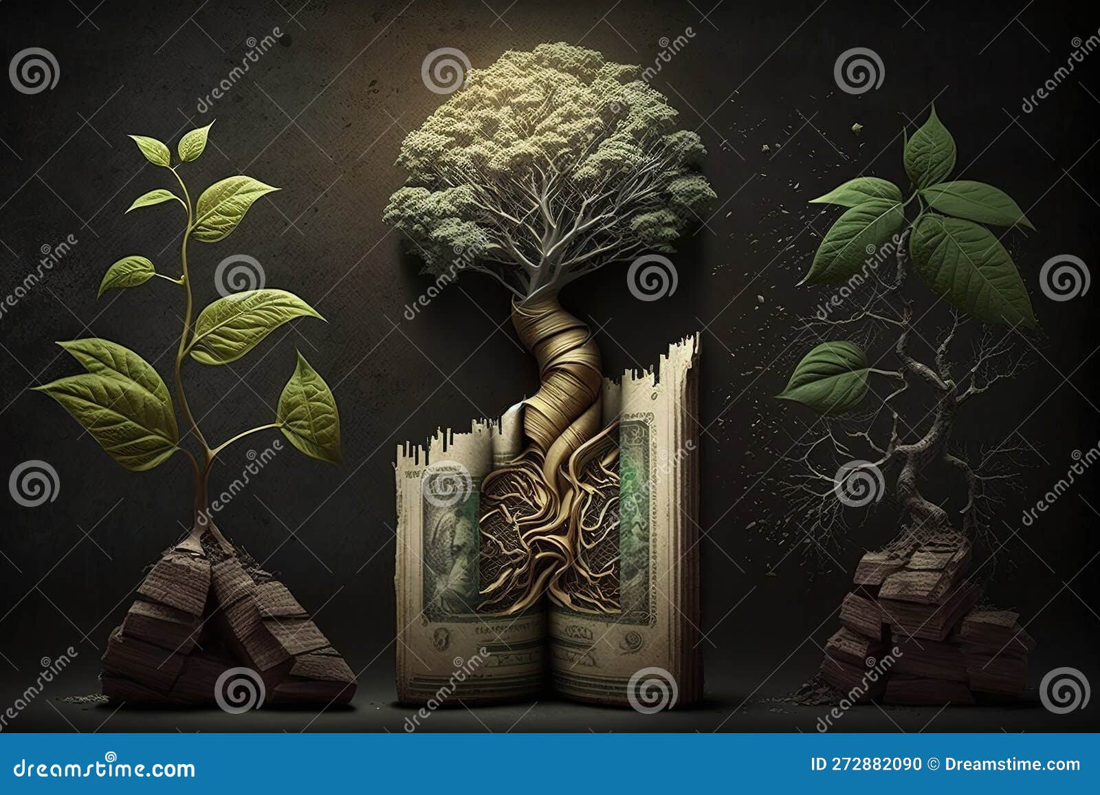 Tree Growing, Generative AI Stock Illustration - Illustration of ...
