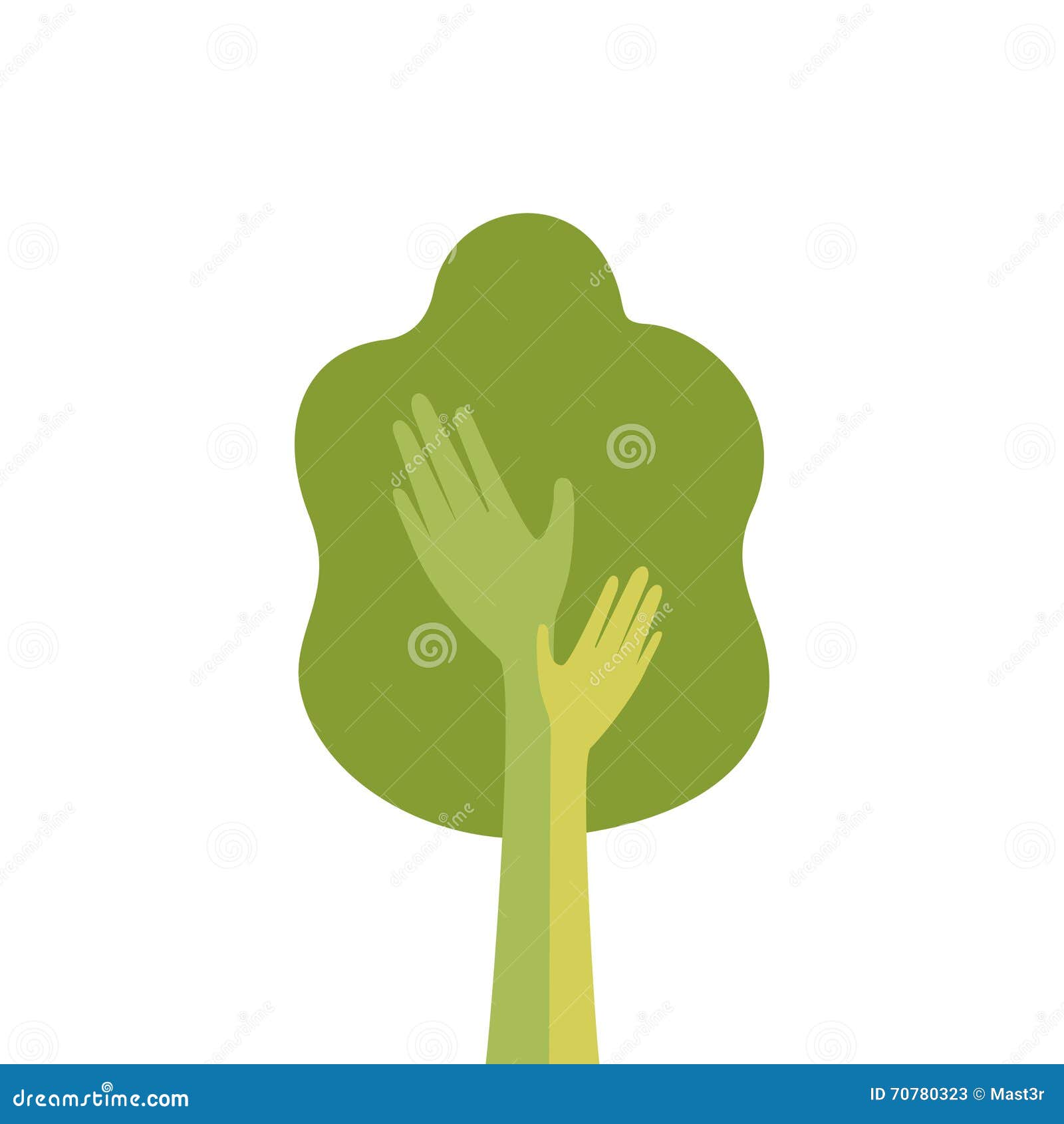 Green Tree with Hand Logo Icon Flat Stock Vector - Illustration of ...