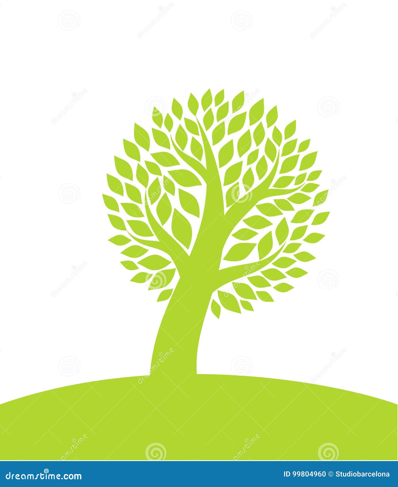 Green tree on hill stock vector. Illustration of foliage - 99804960