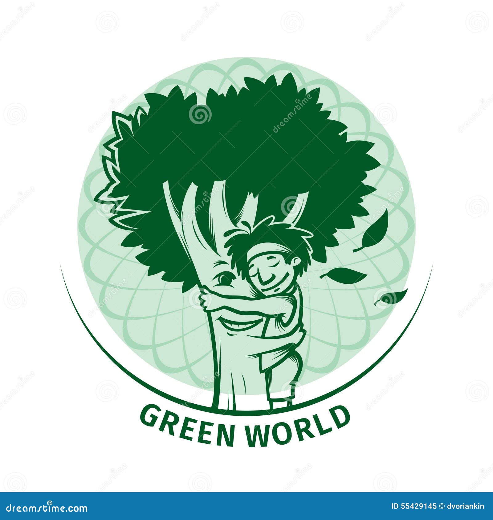 Green tree hugging man stock vector. Illustration of life - 55429145