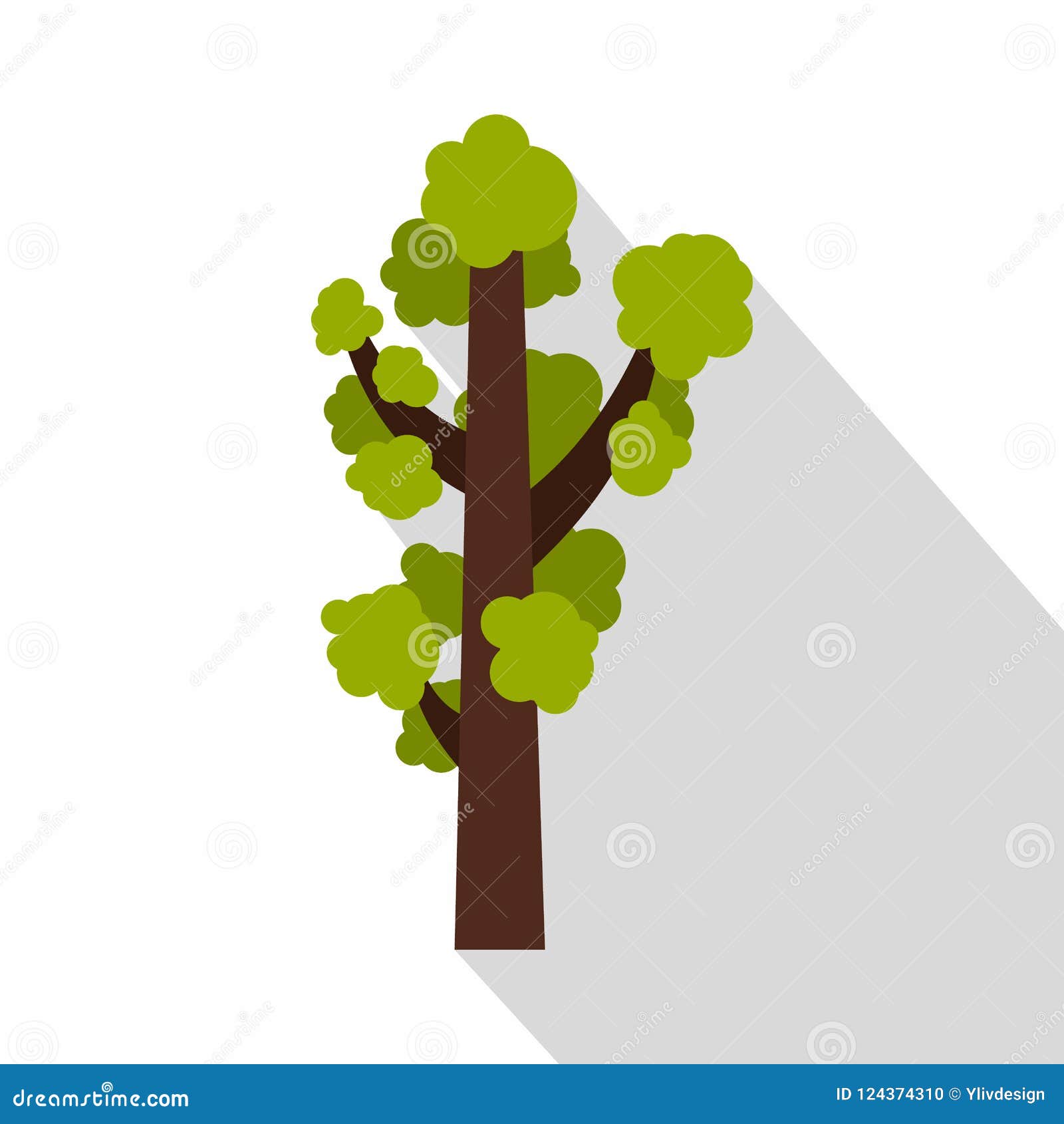 Green Tree Icon, Flat Style Stock Illustration - Illustration of ...
