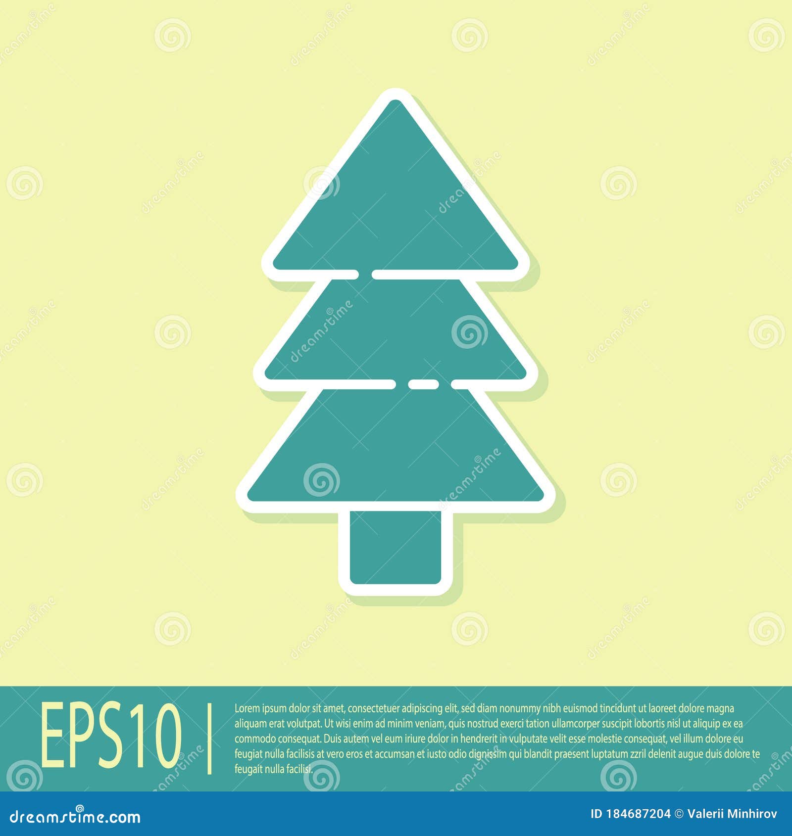 Green Tree Icon Isolated on Yellow Background. Forest Symbol. Vector ...