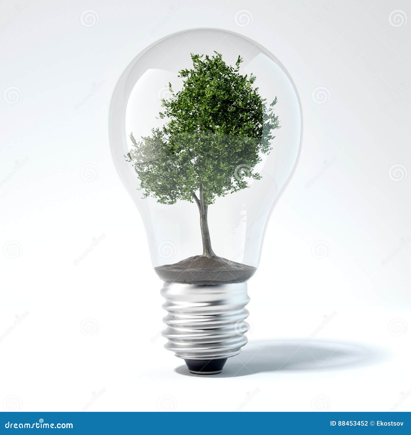 Green Tree Inside Light Bulb. 3d Rendering Stock Photo - Image of ...