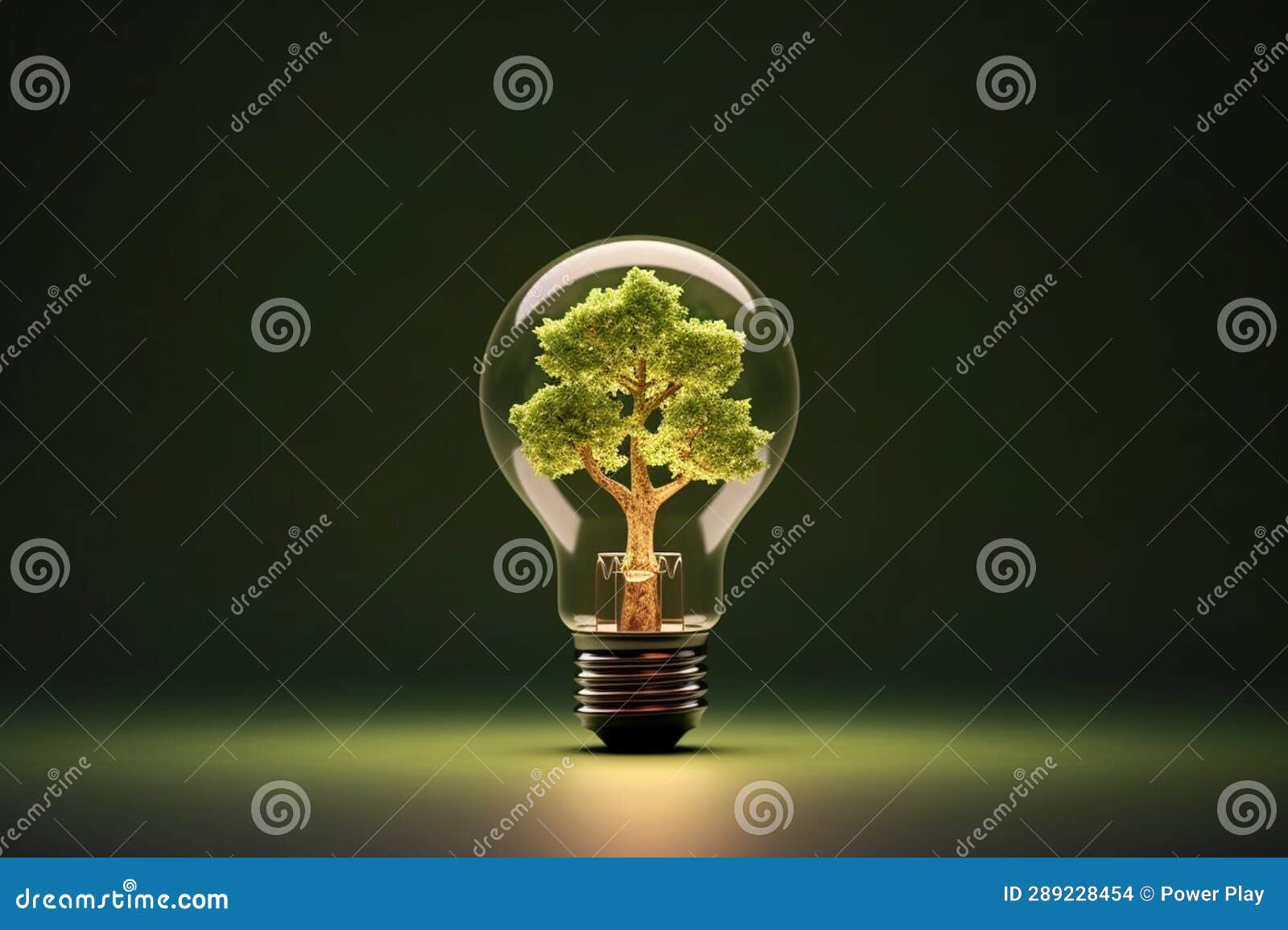 Green Tree Inside a Lightbulb on Dark Background with Copy Space Stock ...