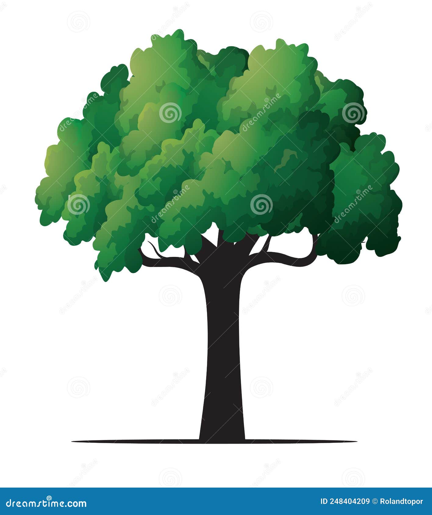 Green Tree Isolated on White Background. Vector Outline Icon. Stock ...