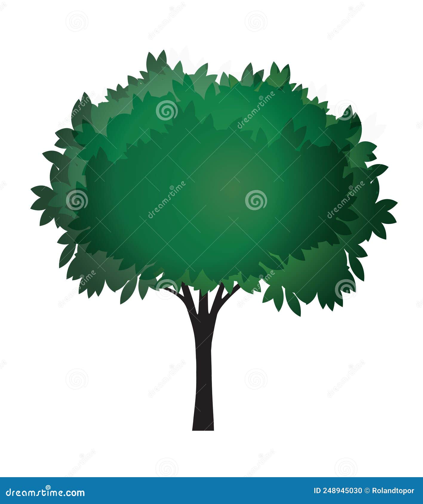 Green Tree Isolated on White Background. Vector Outline Icon Stock ...