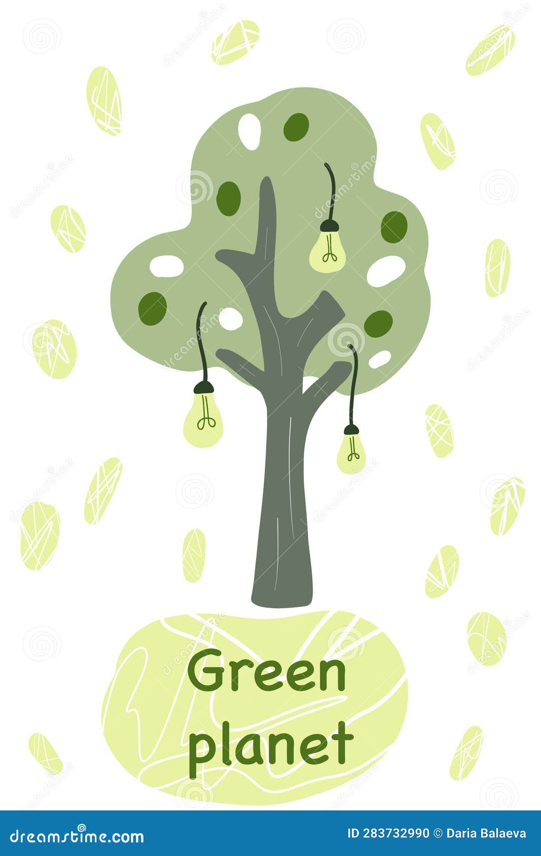Green Tree with Lamps Eco Life Stock Vector - Illustration of sign ...