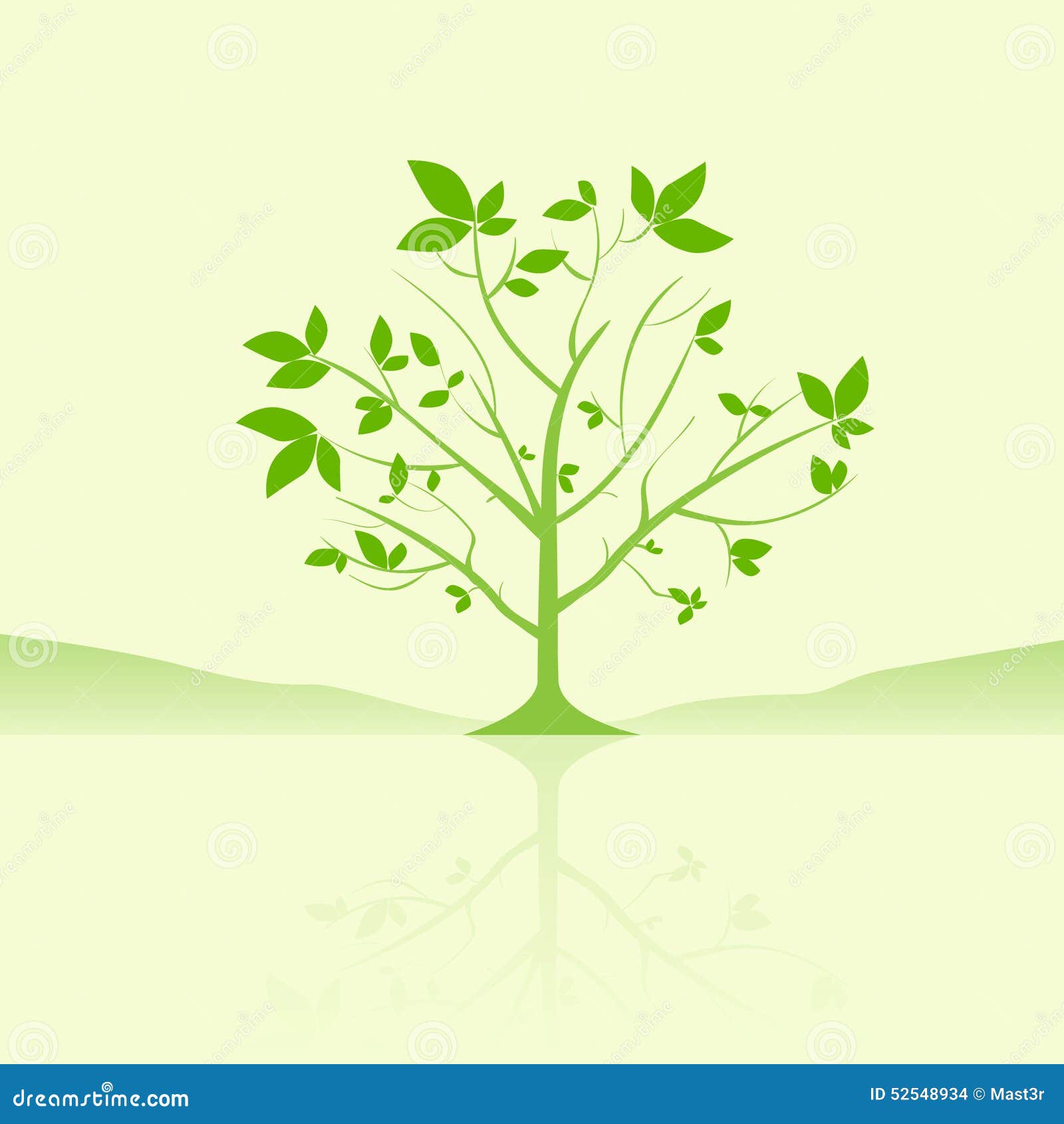 Green Tree with Leaves Reflection Vector Stock Vector - Illustration of ...