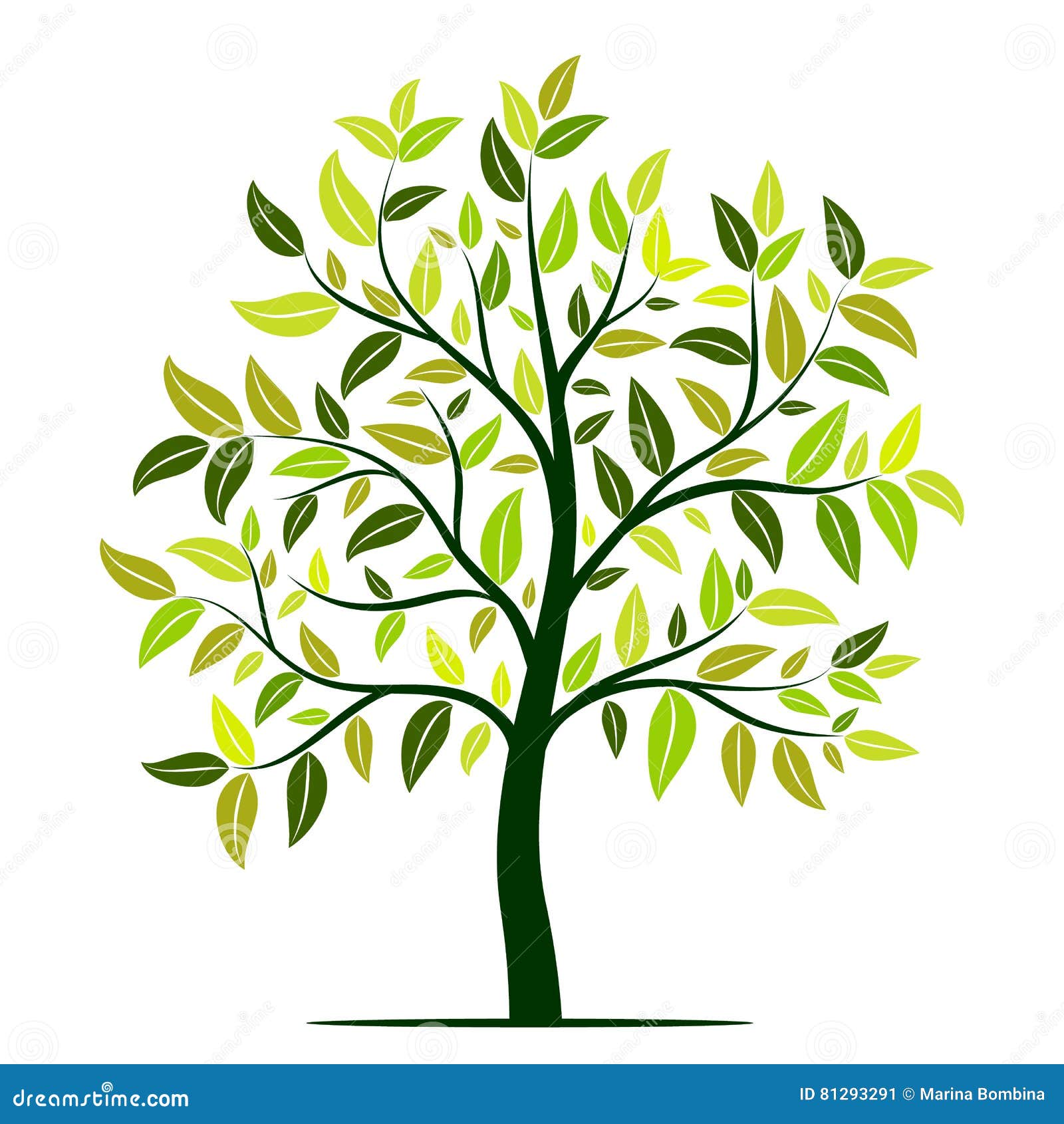 Green Tree with Leaves Vector Stock Vector - Illustration of green ...