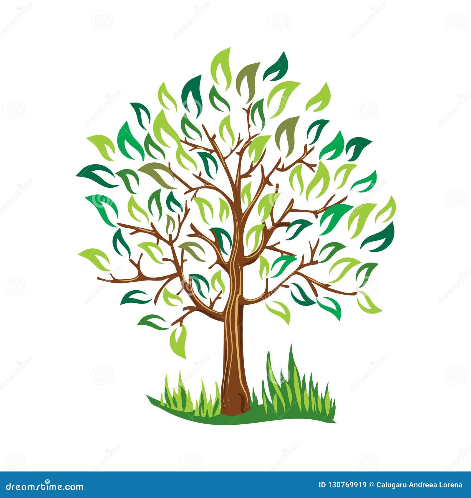 Green Tree with Leaves Vector Stylized Vector Stock Vector ...