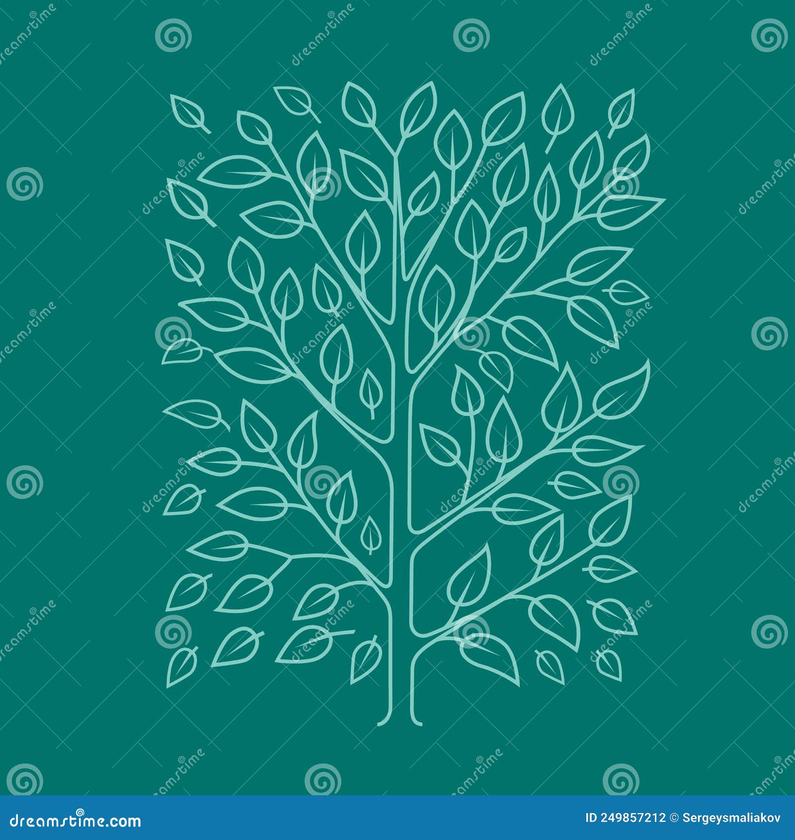 Green Tree. Line art stock vector. Illustration of graphic - 249857212