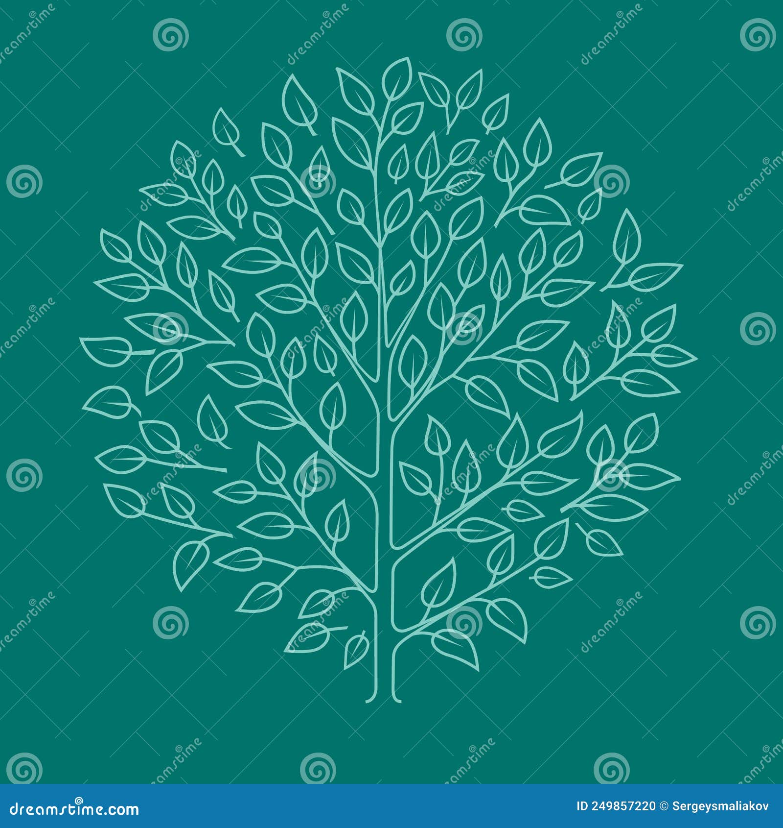 Green Tree. Line art stock vector. Illustration of cultivated - 249857220