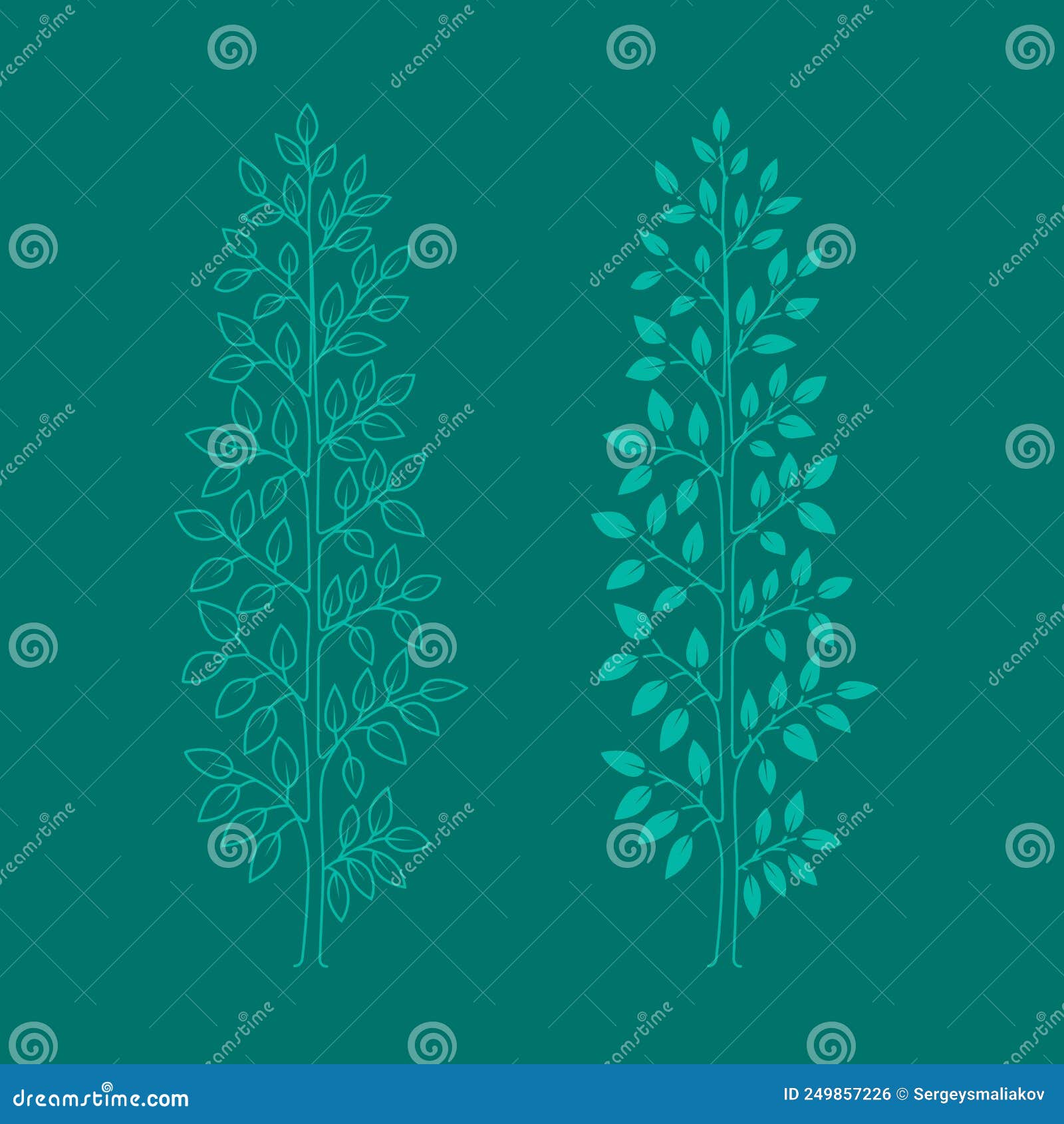Green Tree. Line art stock vector. Illustration of concept - 249857226