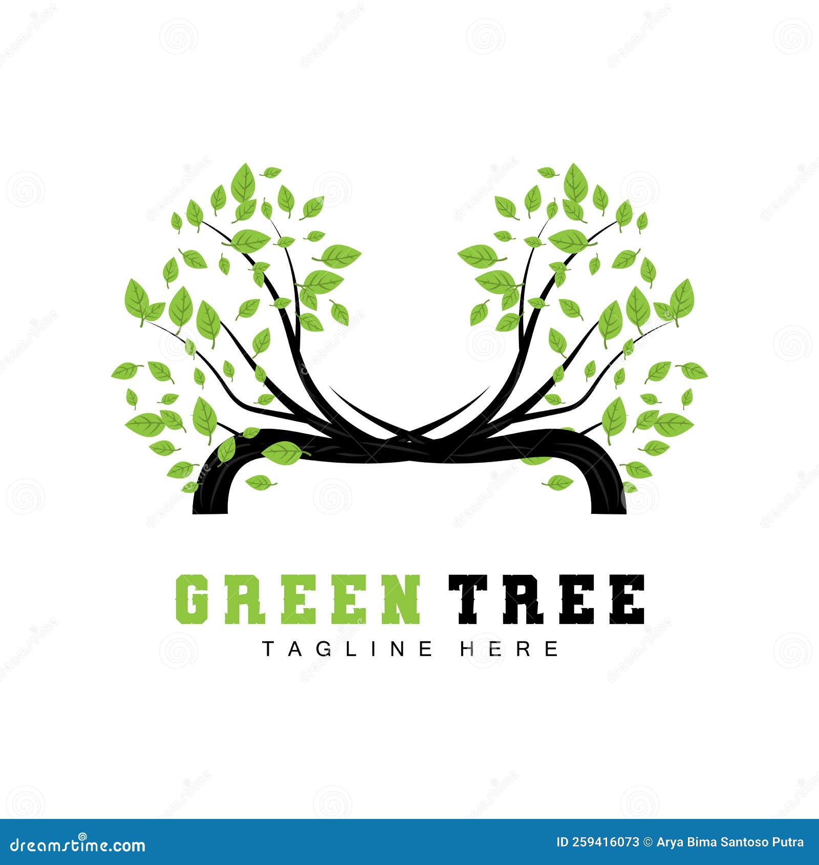 Green Tree Logo Design, Bonsai Tree Logo Illustration, Leaf and Wood ...