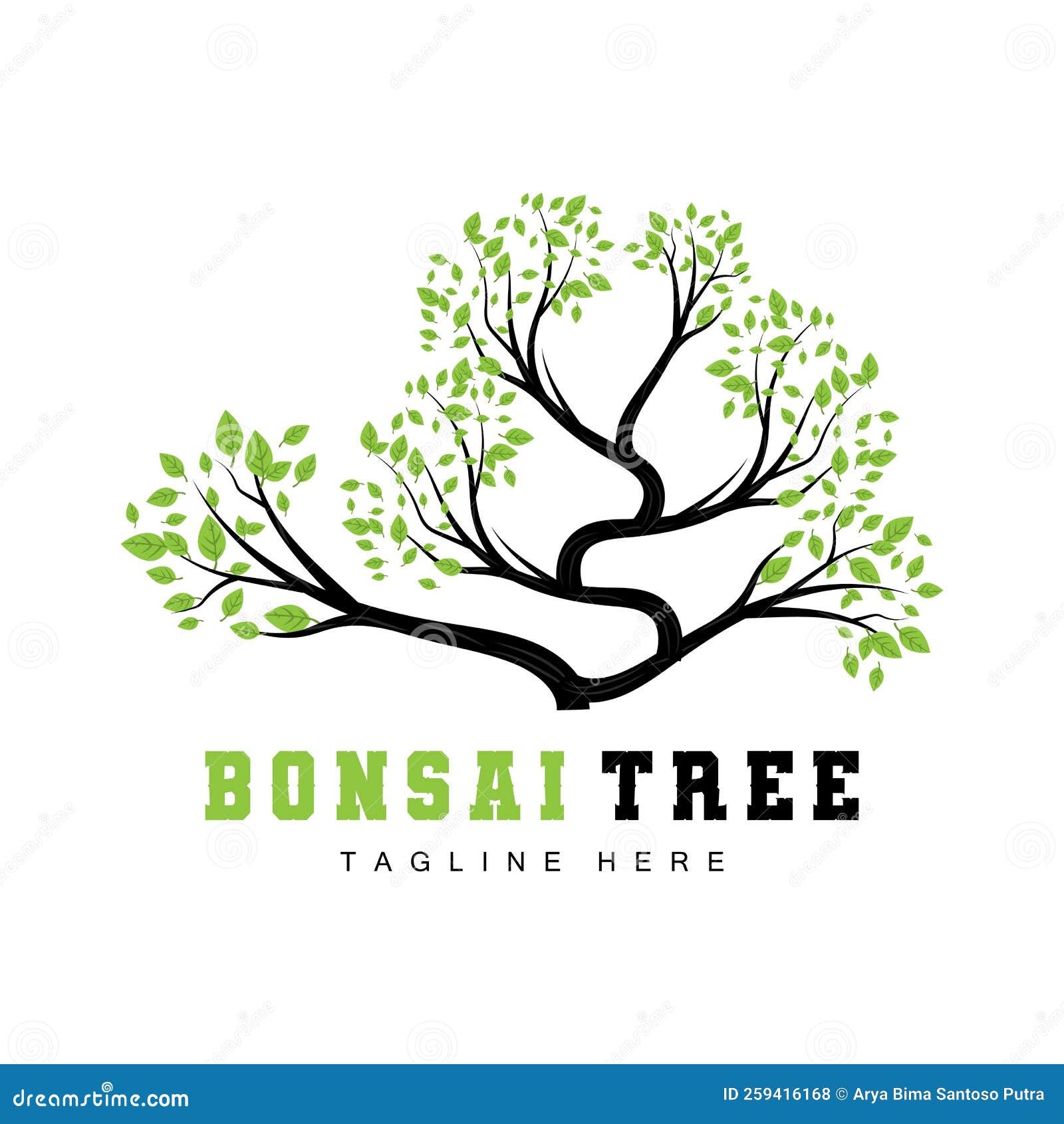 Green Tree Logo Design, Bonsai Tree Logo Illustration, Leaf and Wood ...
