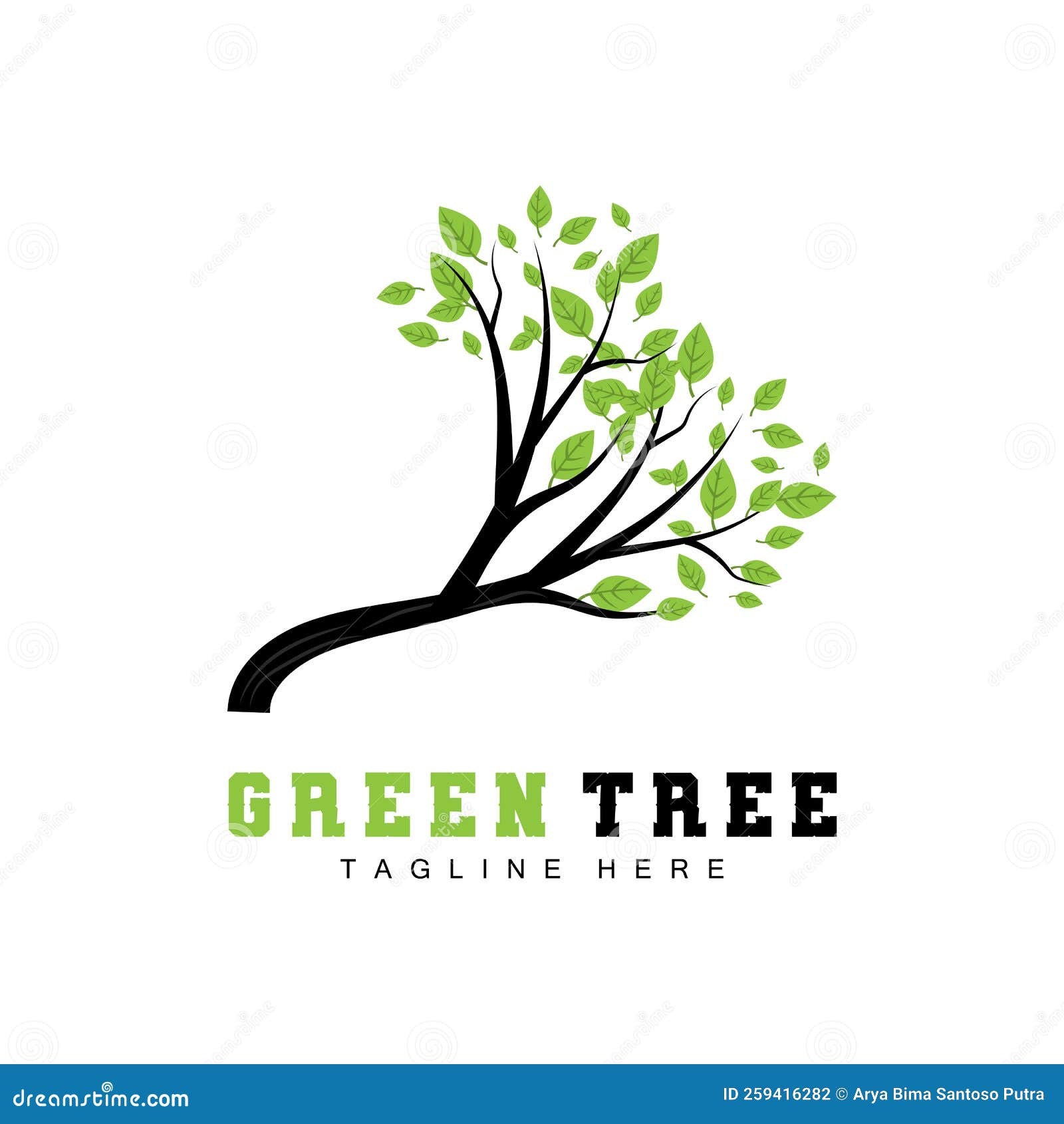 Green Tree Logo Design, Bonsai Tree Logo Illustration, Leaf and Wood ...