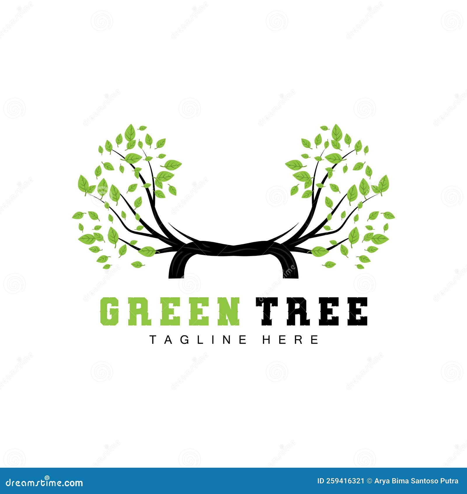 Green Tree Logo Design, Bonsai Tree Logo Illustration, Leaf and Wood ...