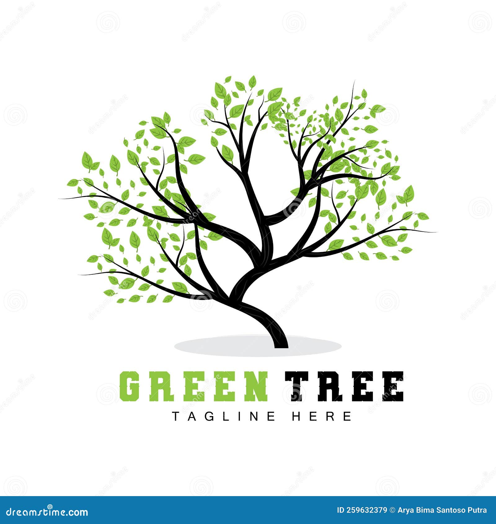 Green Tree Logo Design, Bonsai Tree Logo Illustration, Leaf and Wood ...