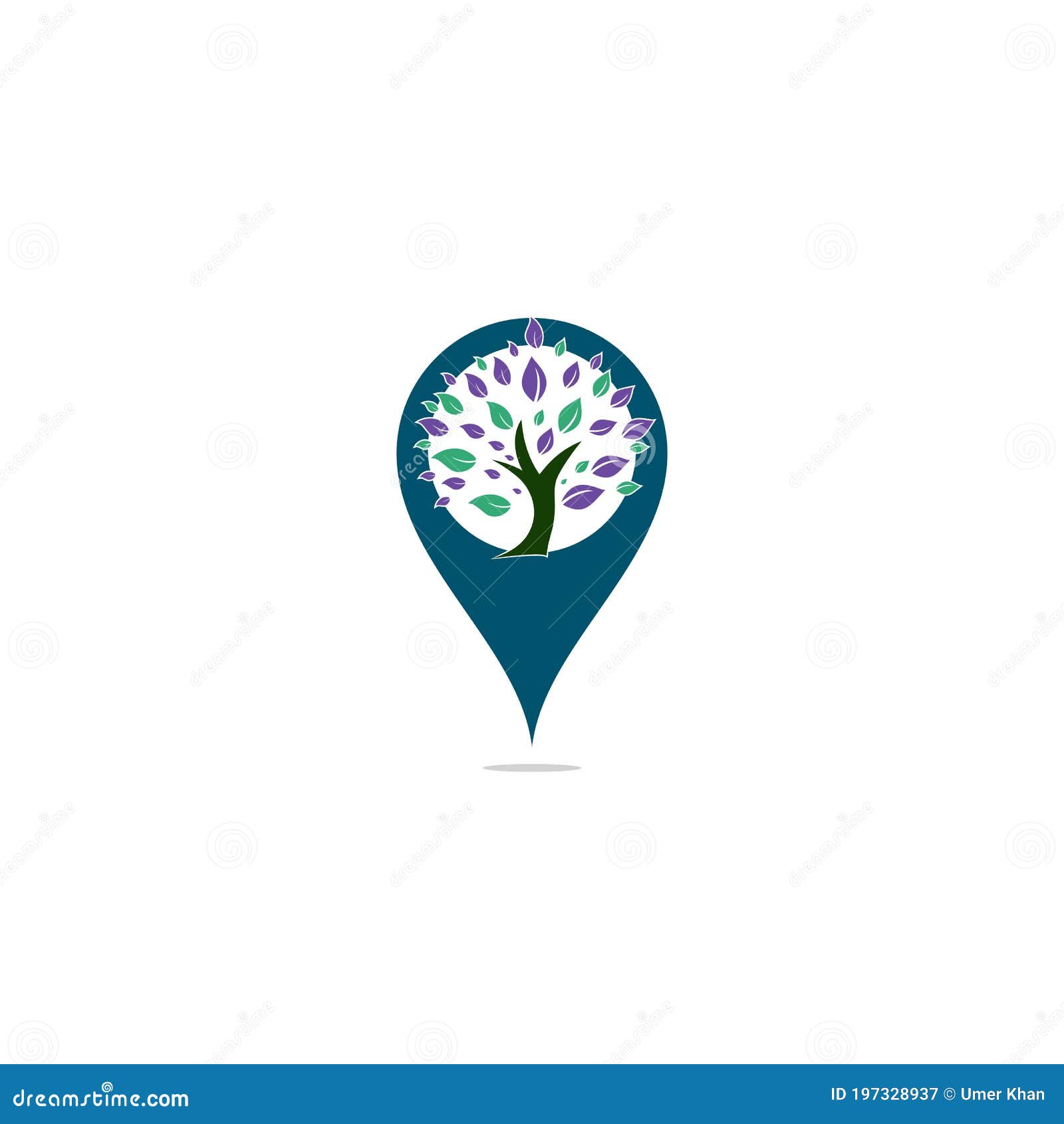 Green Tree Map Pin Shape Concept Logo Design. Stock Vector ...