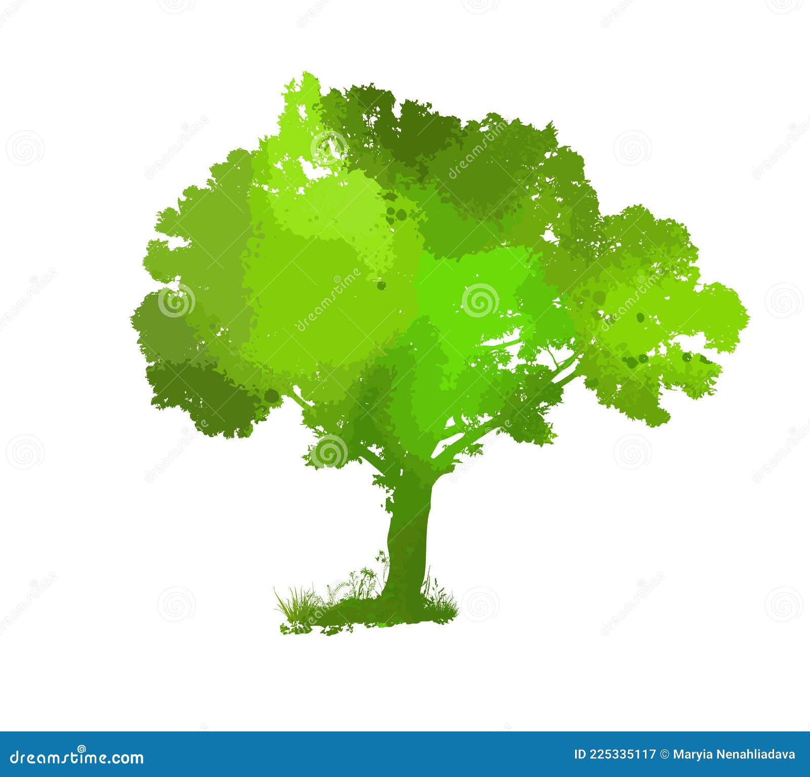 Green Tree Object. Mixed Media. Vector Illustration Stock Vector ...