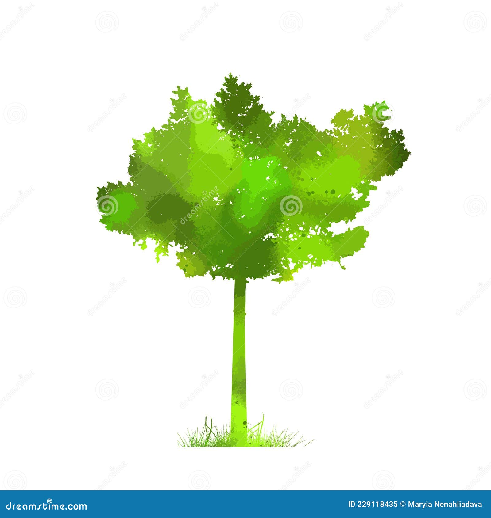 Green Tree Object. Mixed Media. Vector Illustration Stock Vector ...