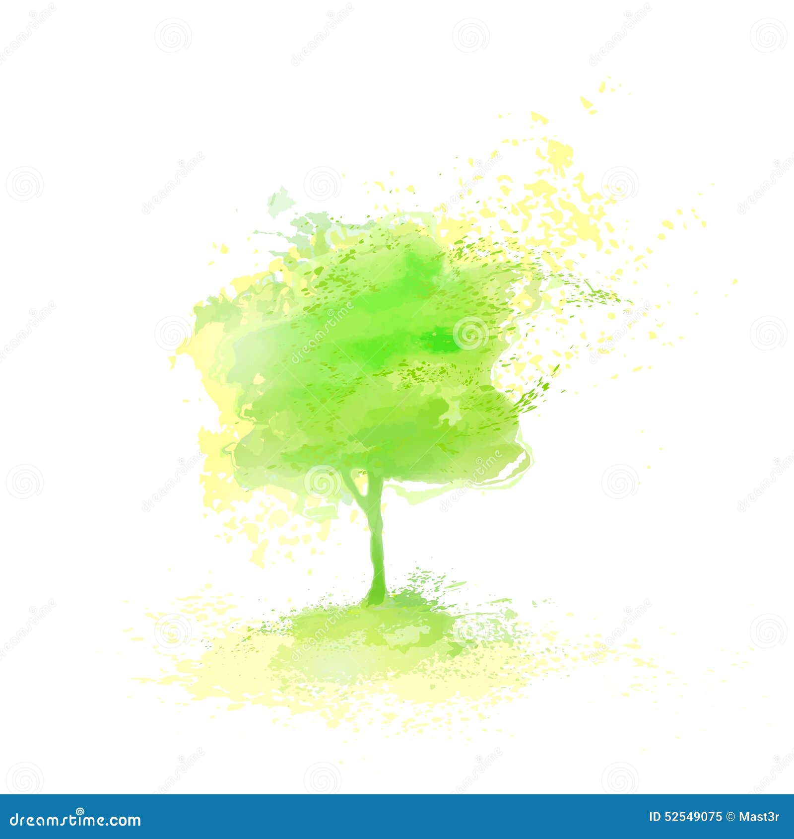 Green Tree Paint Splash Isolated Over White Stock Vector - Illustration ...