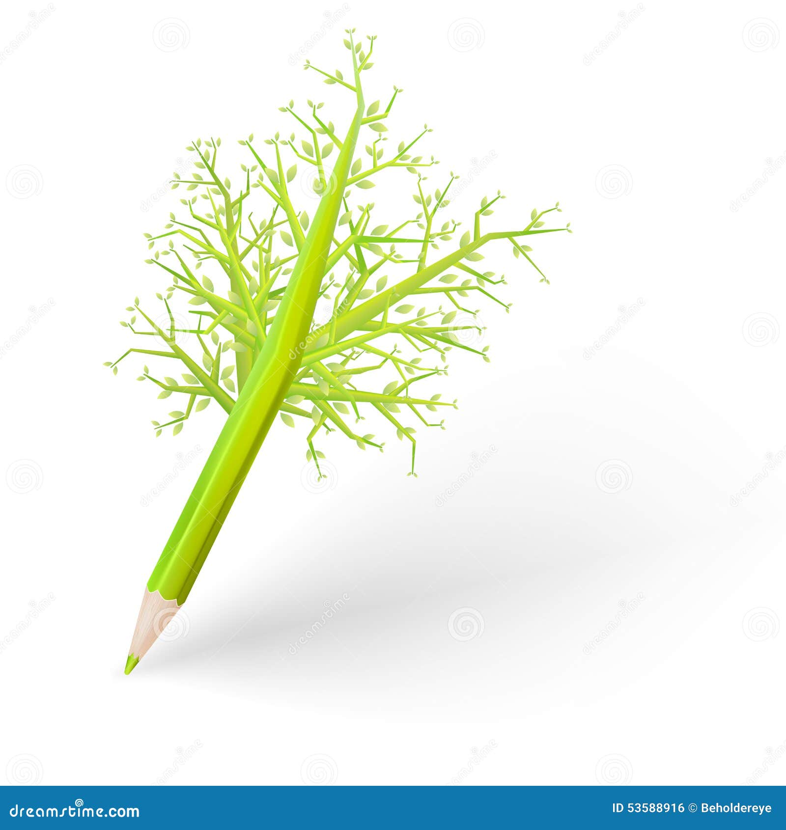 Green tree pencil. EPS 10 stock vector. Illustration of education ...