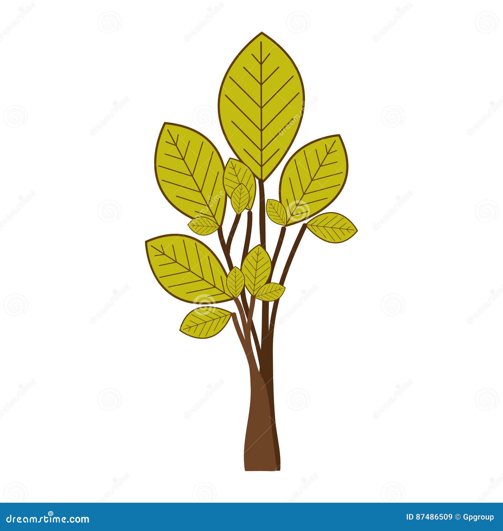 Green Tree Plant with Few Leaves Stock Illustration - Illustration of ...