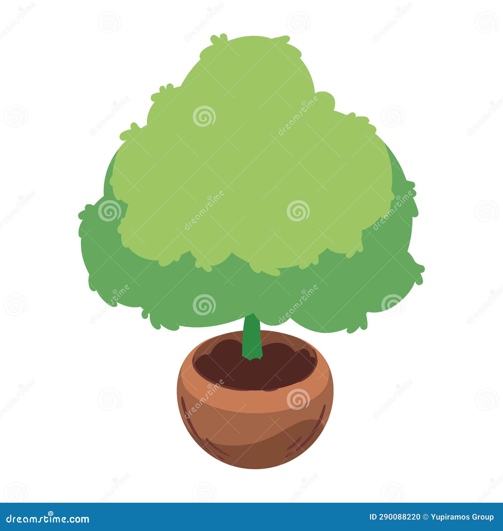 Green tree on pot stock vector. Illustration of bush - 290088220