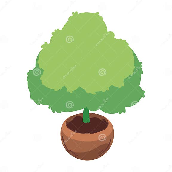 Green tree on pot stock illustration. Illustration of bush - 290088220