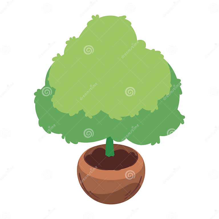 Green tree on pot stock illustration. Illustration of bush - 290088220