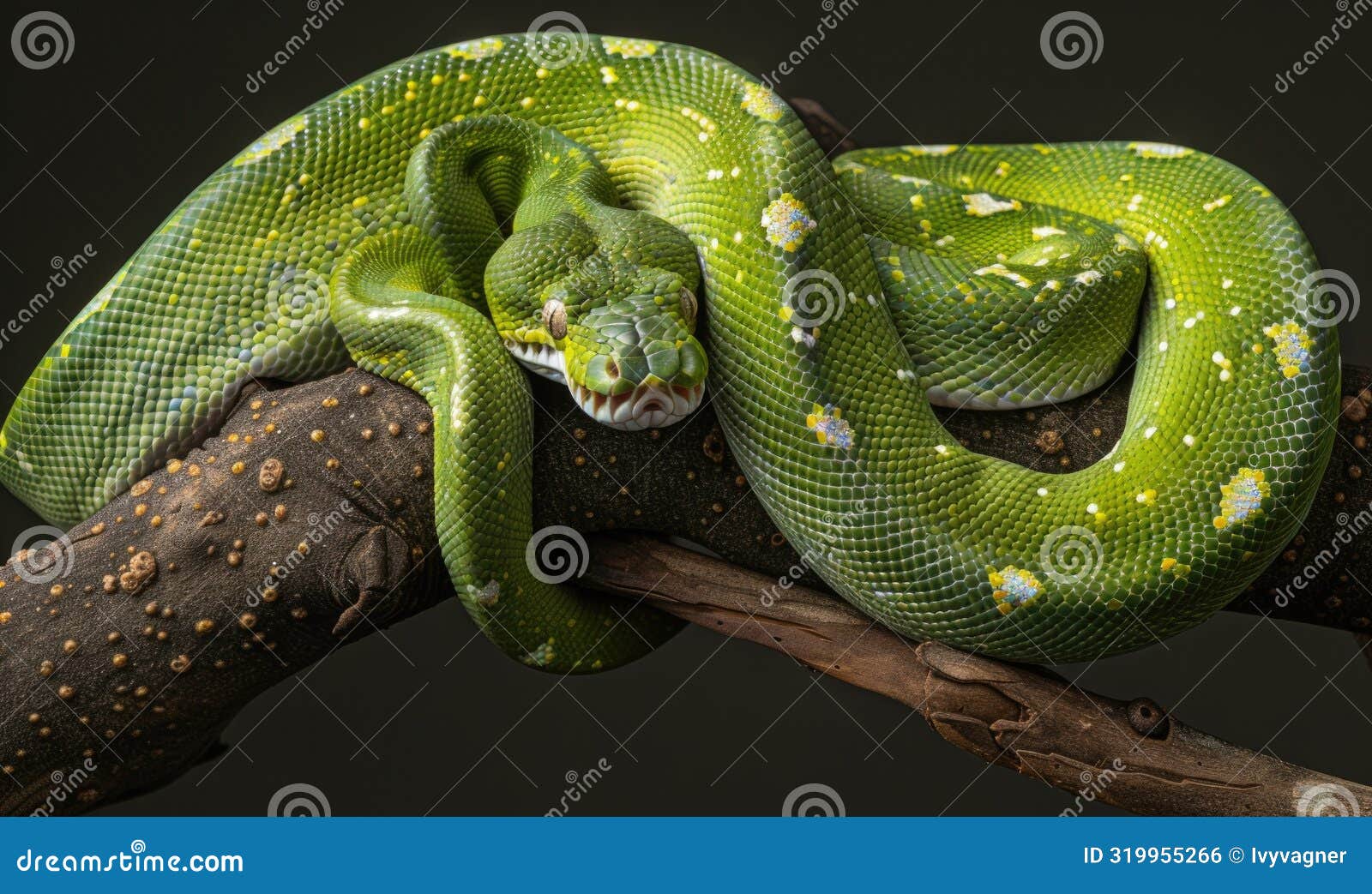 Green Tree Python on Neutral Background Stock Photo - Image of white, isolated: 319955266