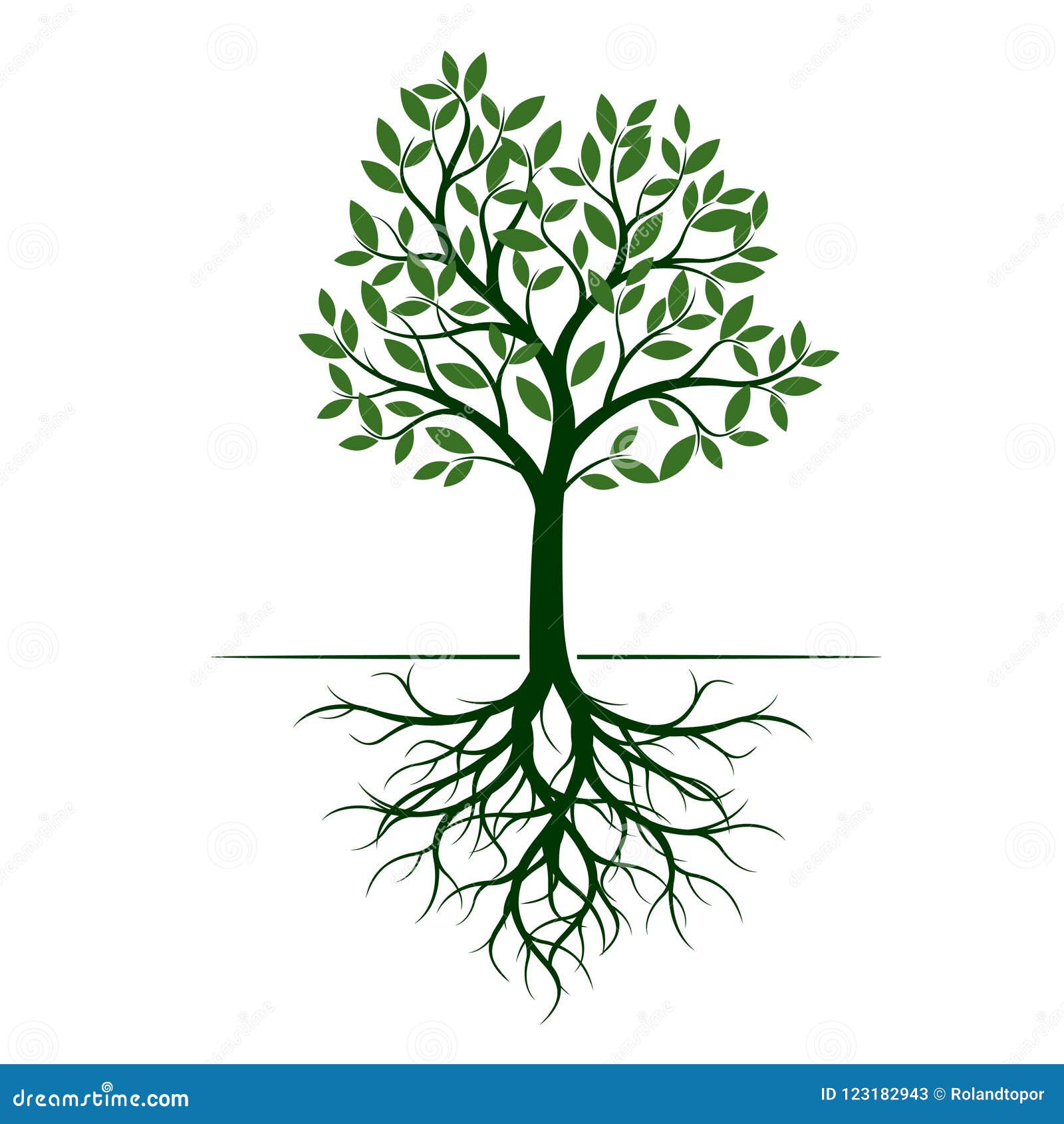 Green Tree with Roots. Vector Illustration. Stock Illustration ...