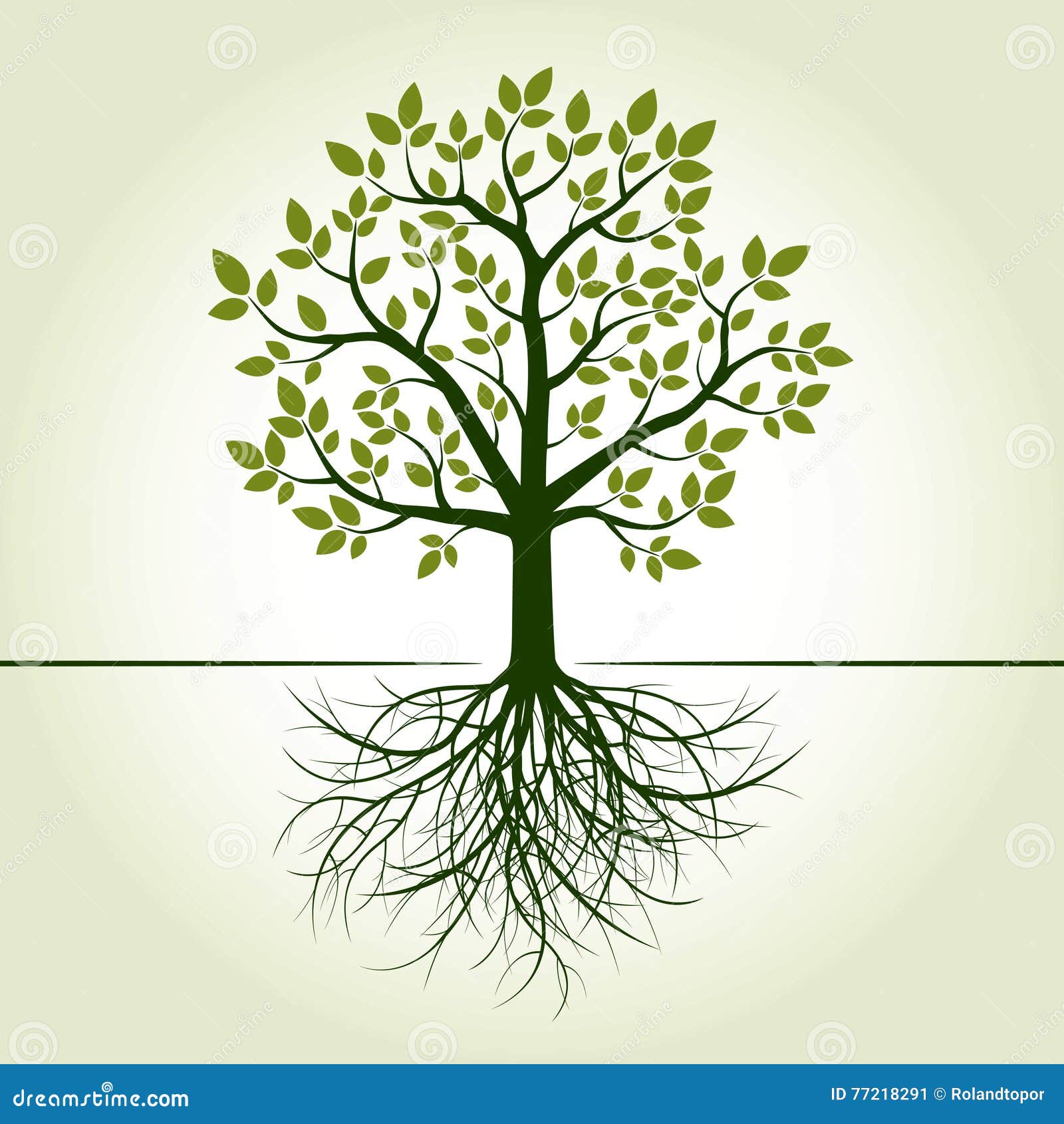 Green Tree and Roots. Vector Illustration Stock Vector - Illustration ...