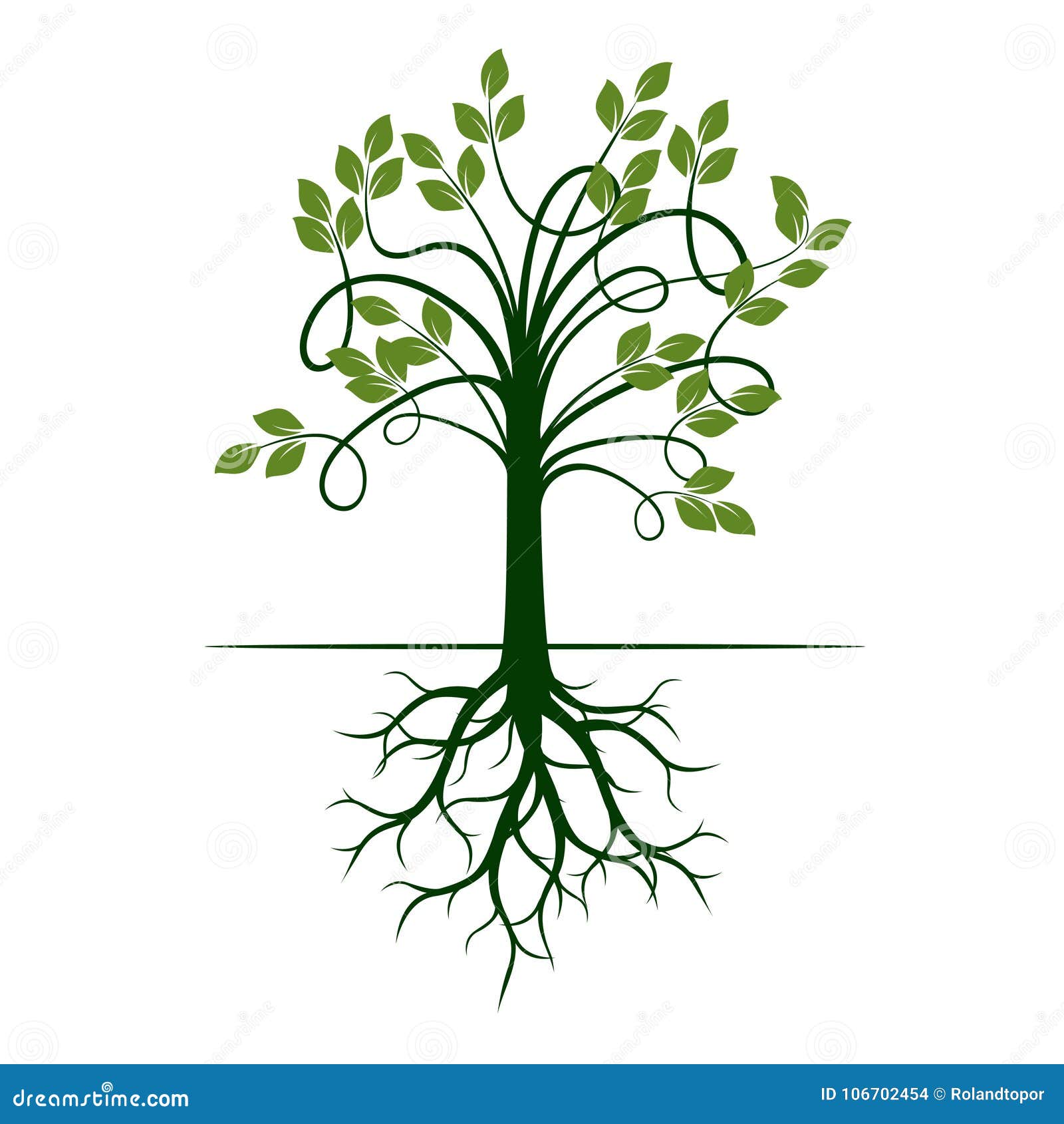 Green Tree with Roots. Vector Illustration. Stock Illustration ...