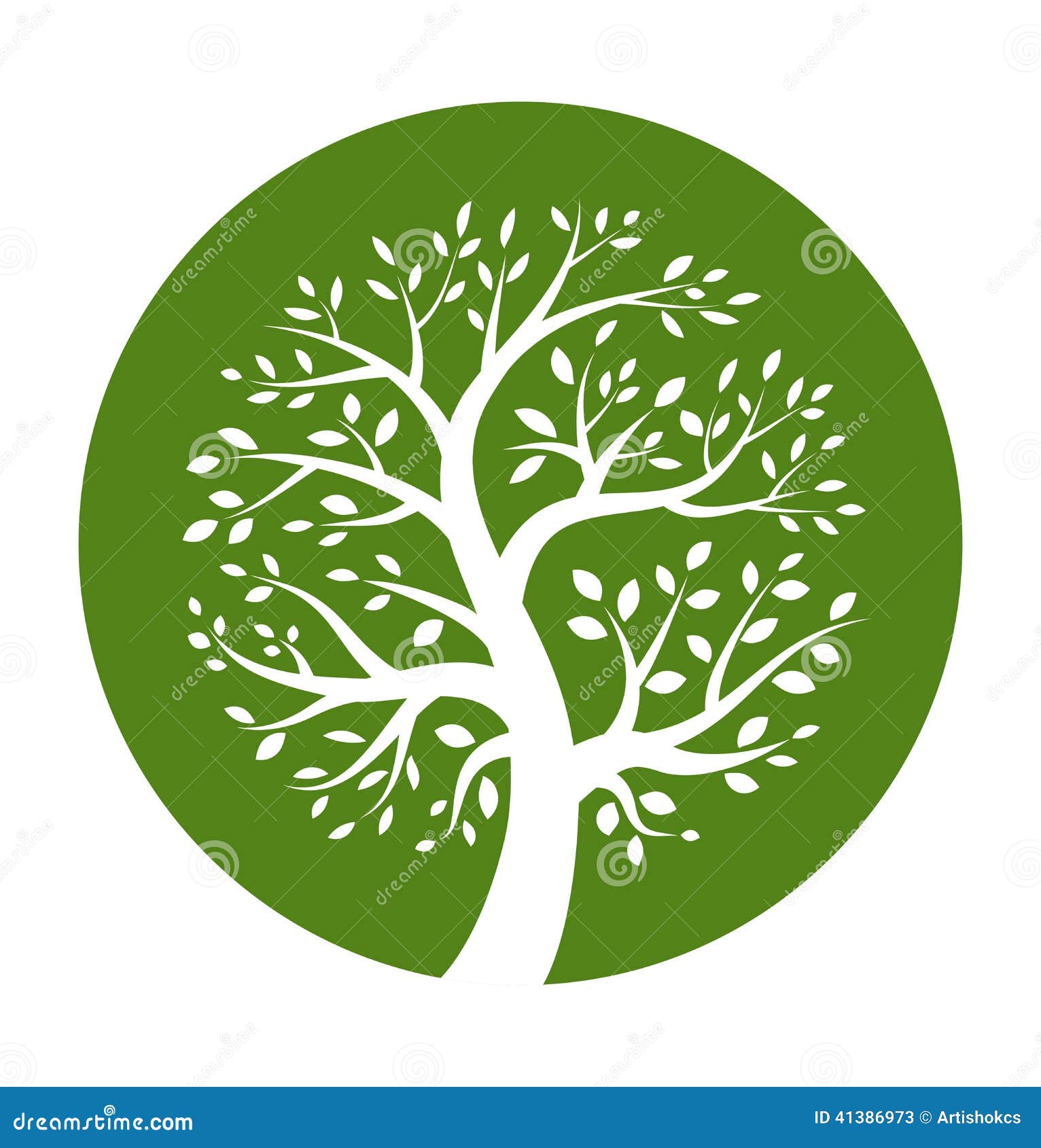 Green tree round icon stock vector. Illustration of autumn - 41386973