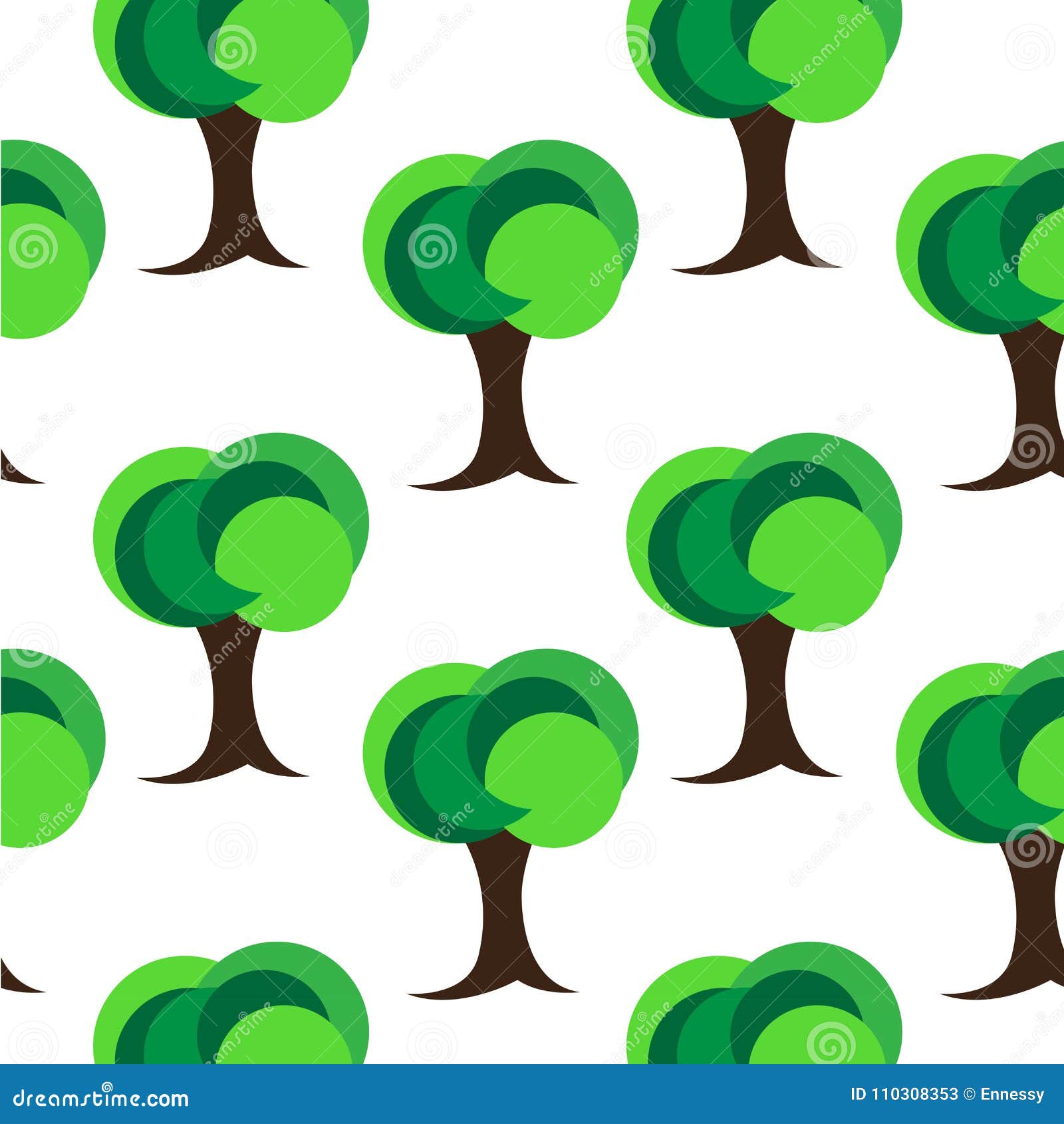 Green Tree Seamless Pattern Stock Illustration - Illustration of ...