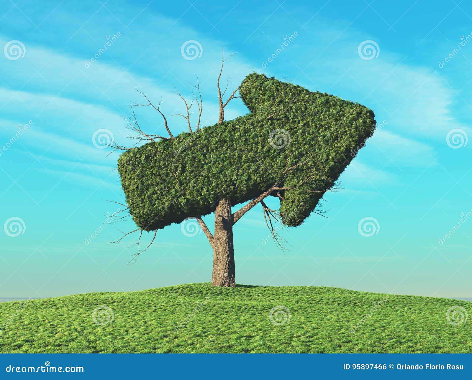 A Green Tree in the Shape of an Arrow Stock Illustration - Illustration ...
