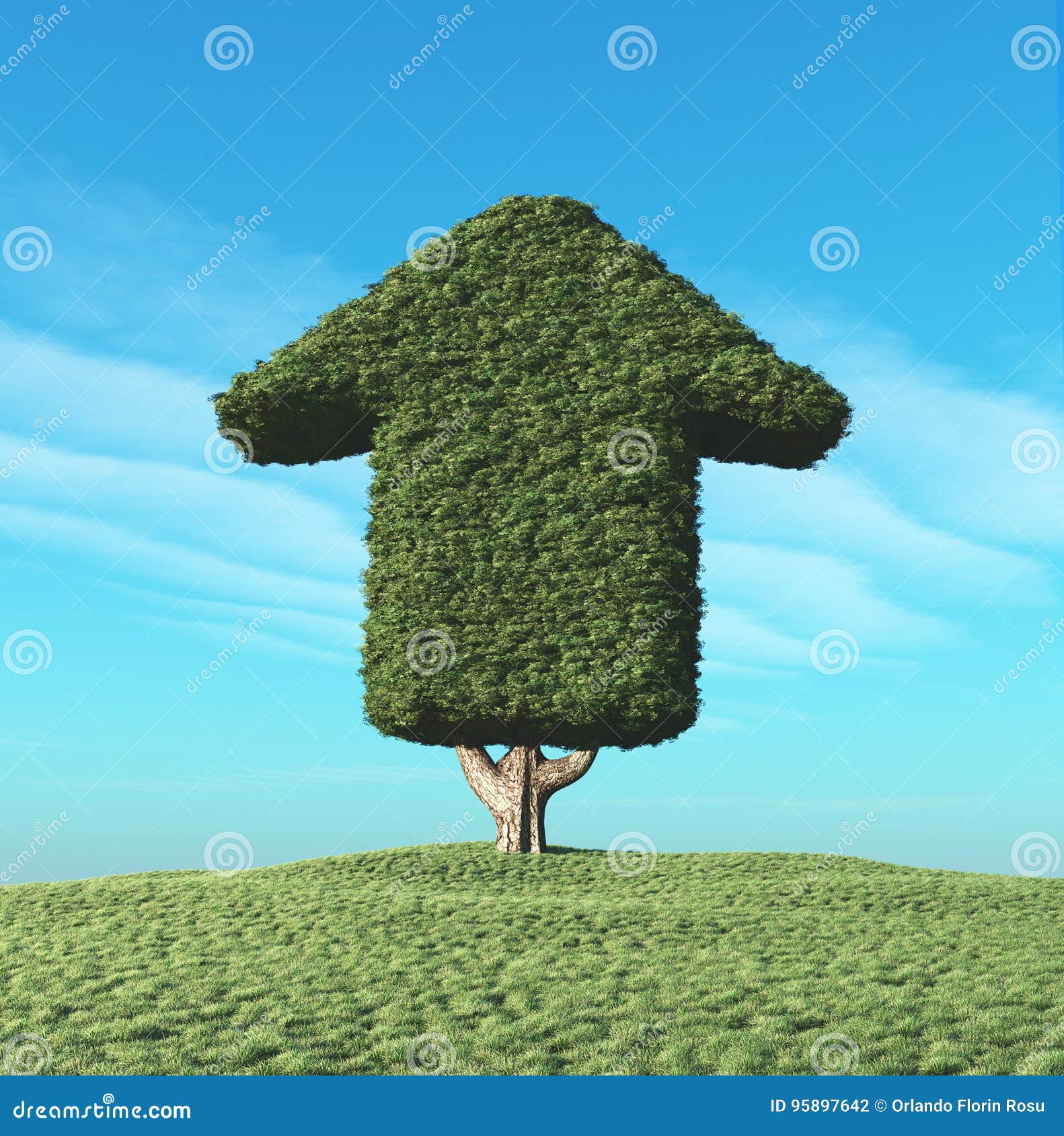 A Green Tree in the Shape of an Arrow Stock Illustration - Illustration ...