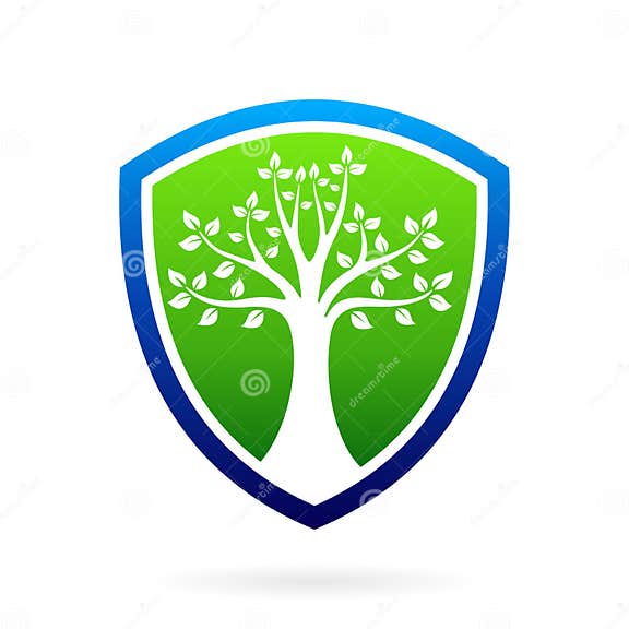 Green Tree Shield Logo Design Concept Stock Vector - Illustration of ...