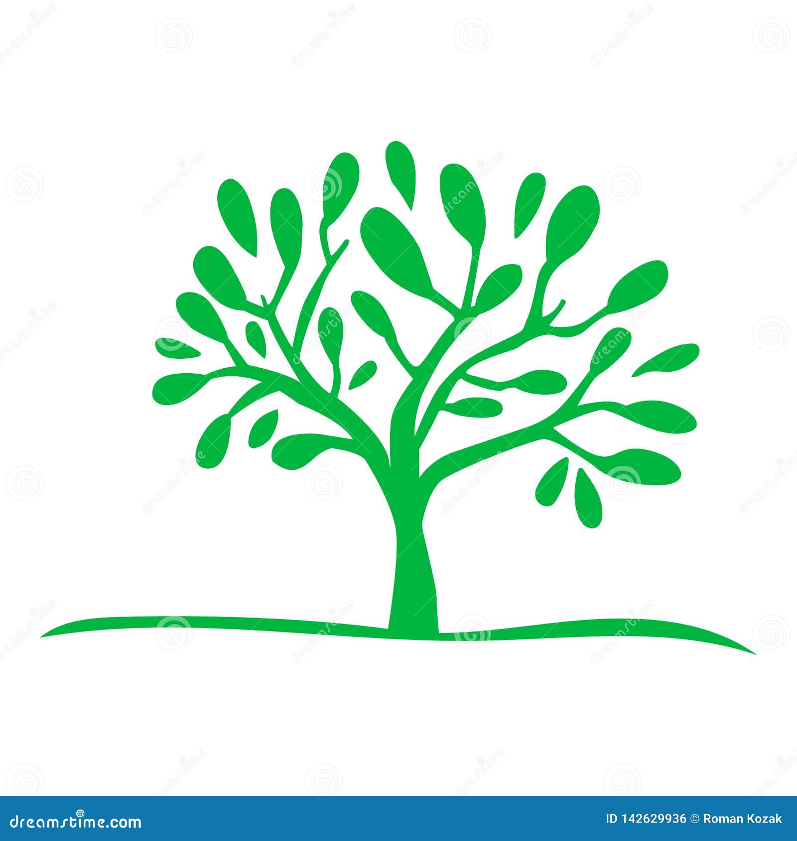 Green tree silhouette Icon stock vector. Illustration of isolated ...