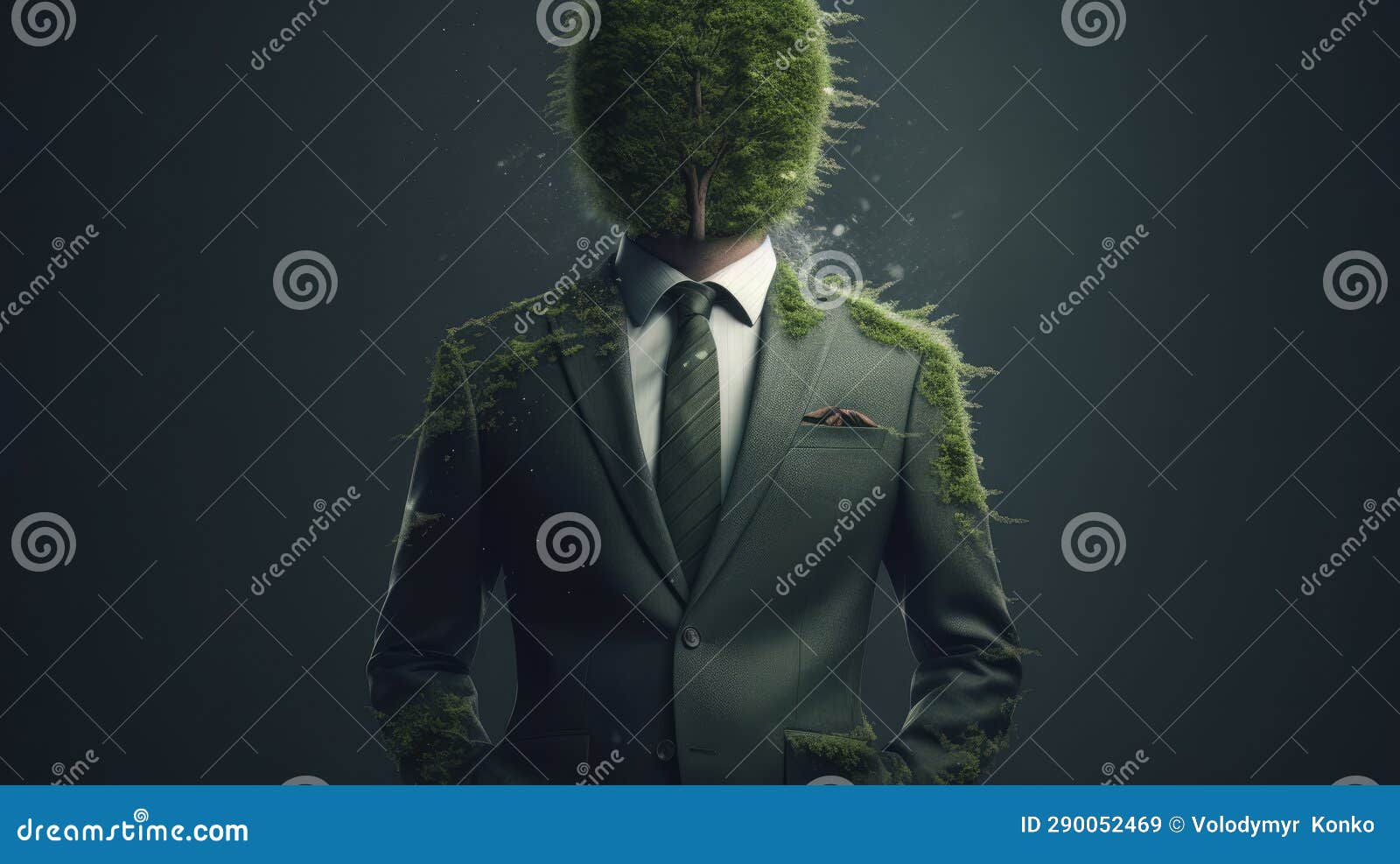 Green Tree in Suit, Hyper Realistic. Generative Ai Stock Illustration ...