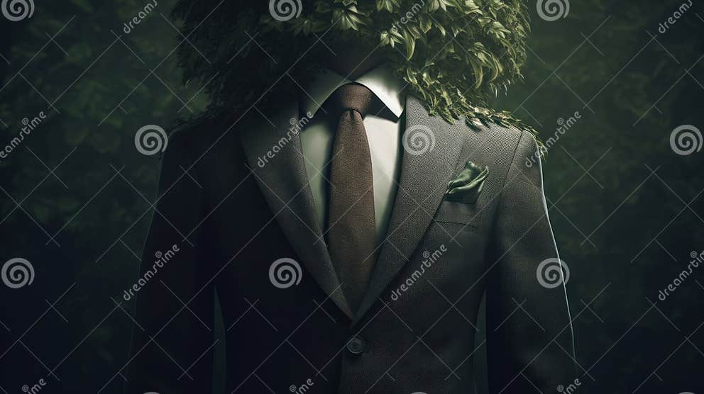 Green Tree in Suit, Hyper Realistic. Generative Ai Stock Image - Image ...