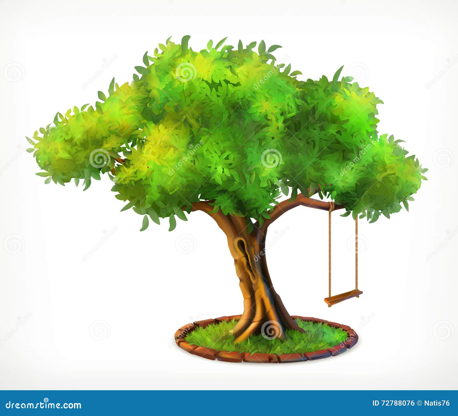 Green tree and swing stock vector. Illustration of design - 72788076