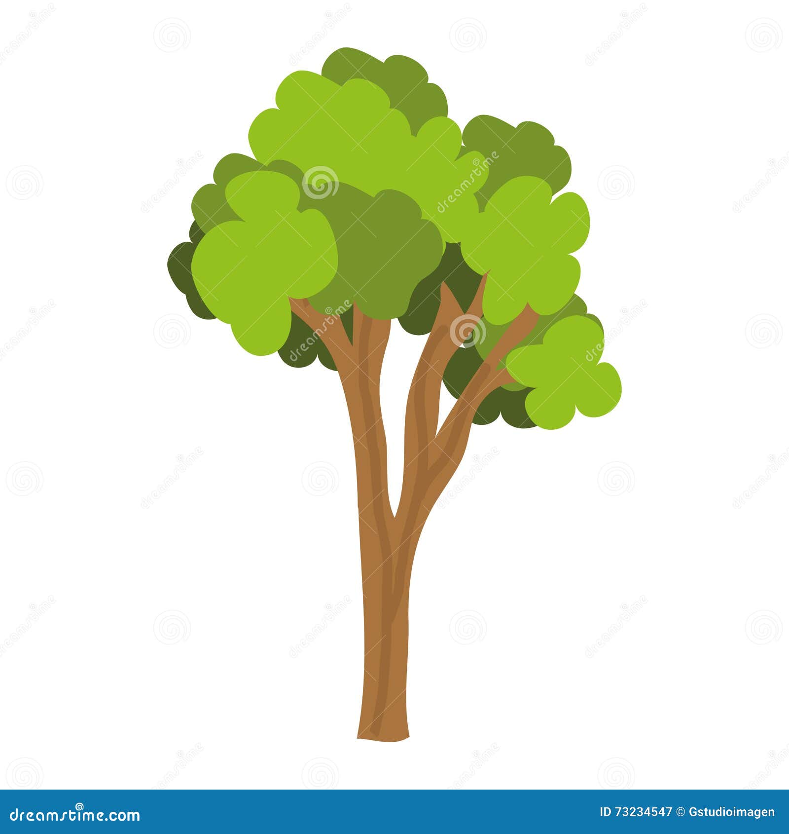 Green Tree with Trunk, Graphic Stock Illustration - Illustration of ...