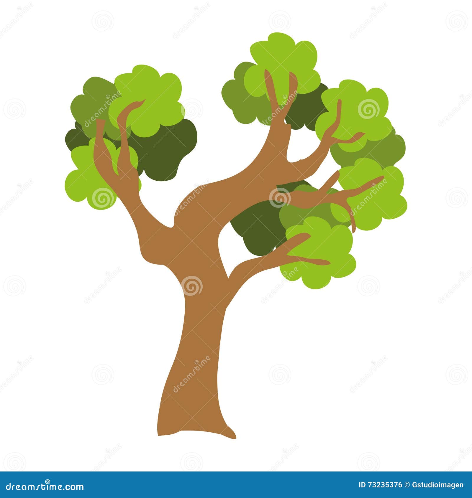 Green Tree with Trunk, Graphic Stock Illustration - Illustration of ...