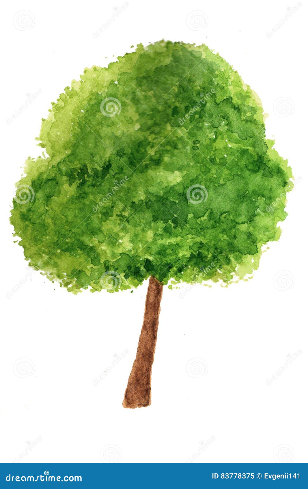 Green tree in watercolor stock image. Image of ecology - 83778375