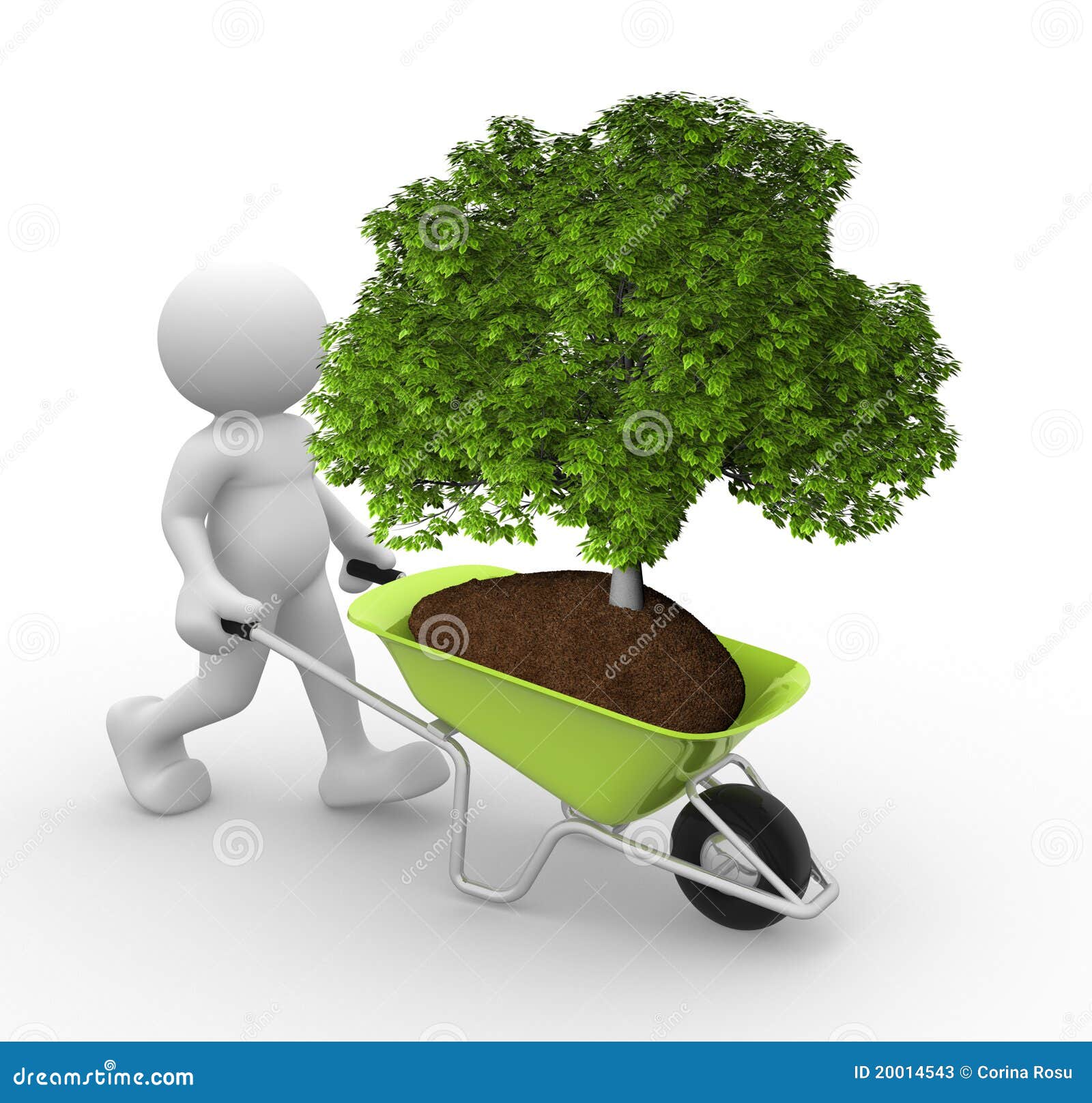Green tree in wheelbarrow stock illustration. Illustration of idea ...