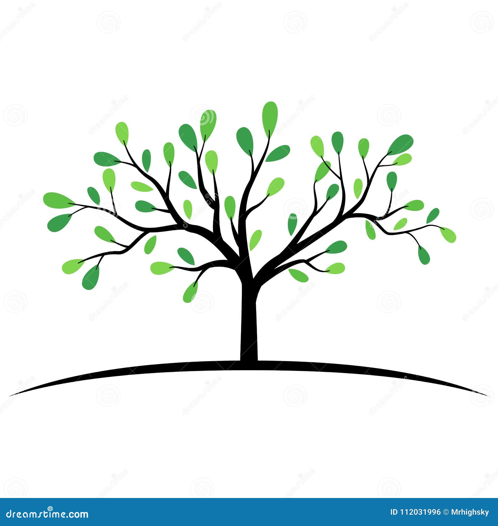 Green Tree with Wide Branches Symbol Stock Vector - Illustration of ...